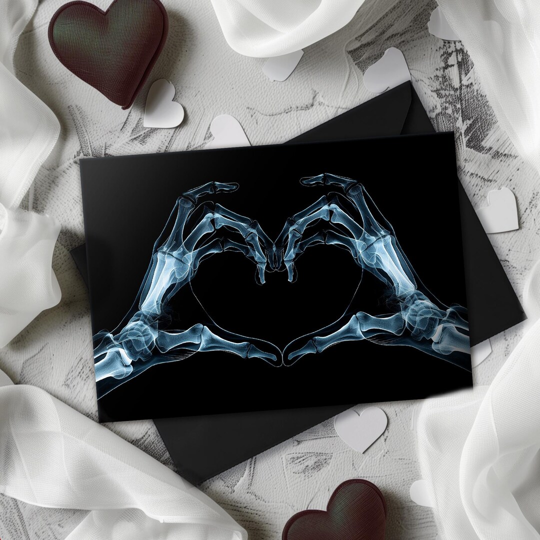 X-ray Heart Hands Love Card Emo Romance Greeting Gothic Skeleton Lovers ...