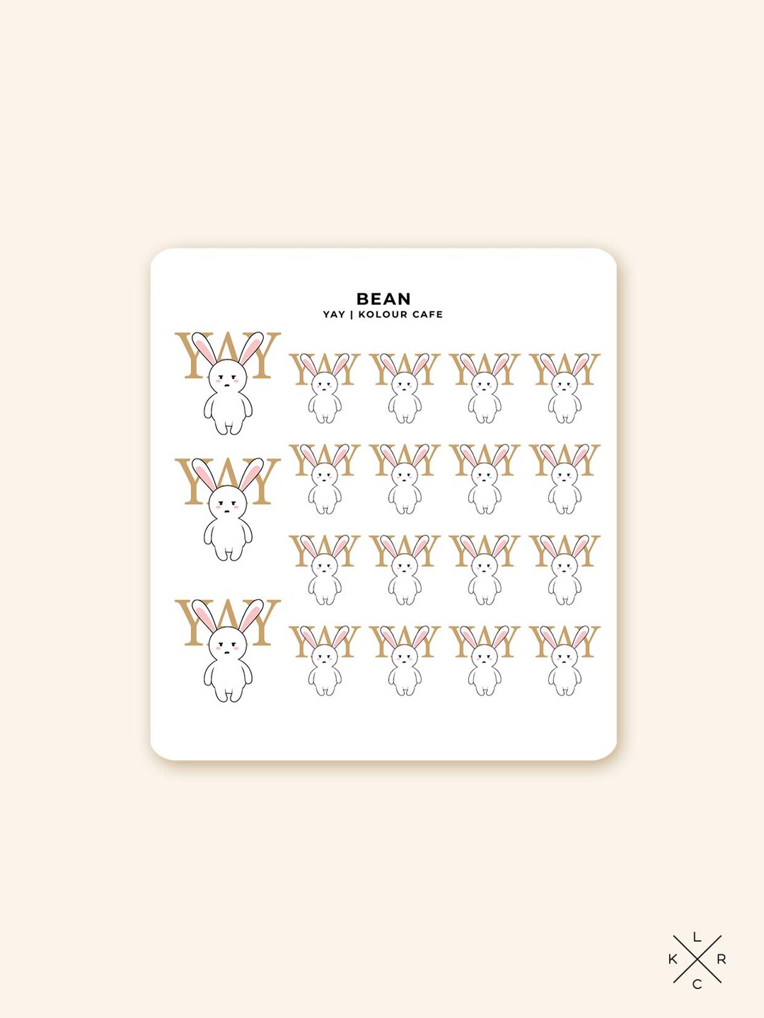 YAY B042 Cute Character Sticker | Bean Bunny | Kawaii Journal and ...