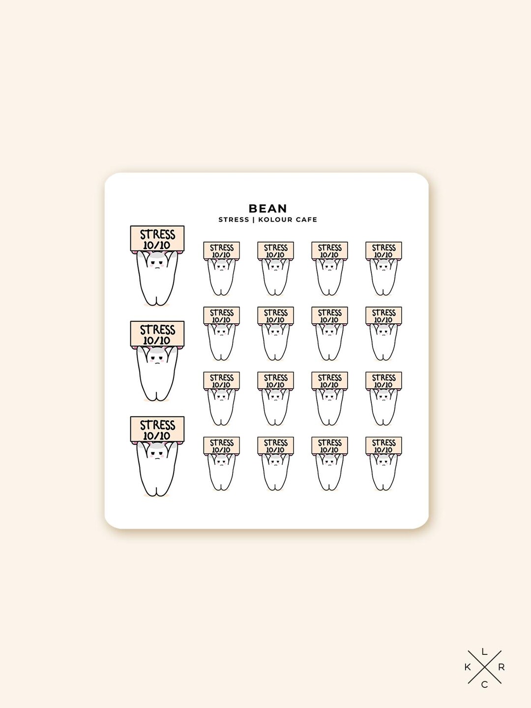 Stressed Cute Character Sticker B008 | Bean Bunny | Kawaii Journal and ...