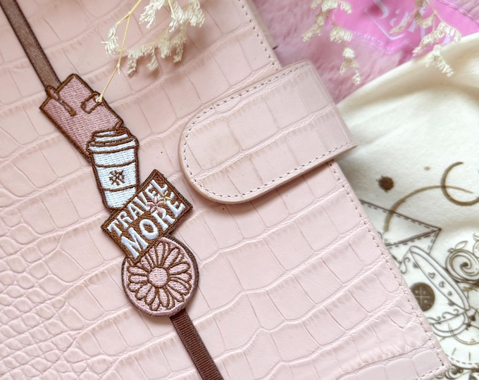 Pink Coffee Embroidered Planner Band for Planners and Journals ...