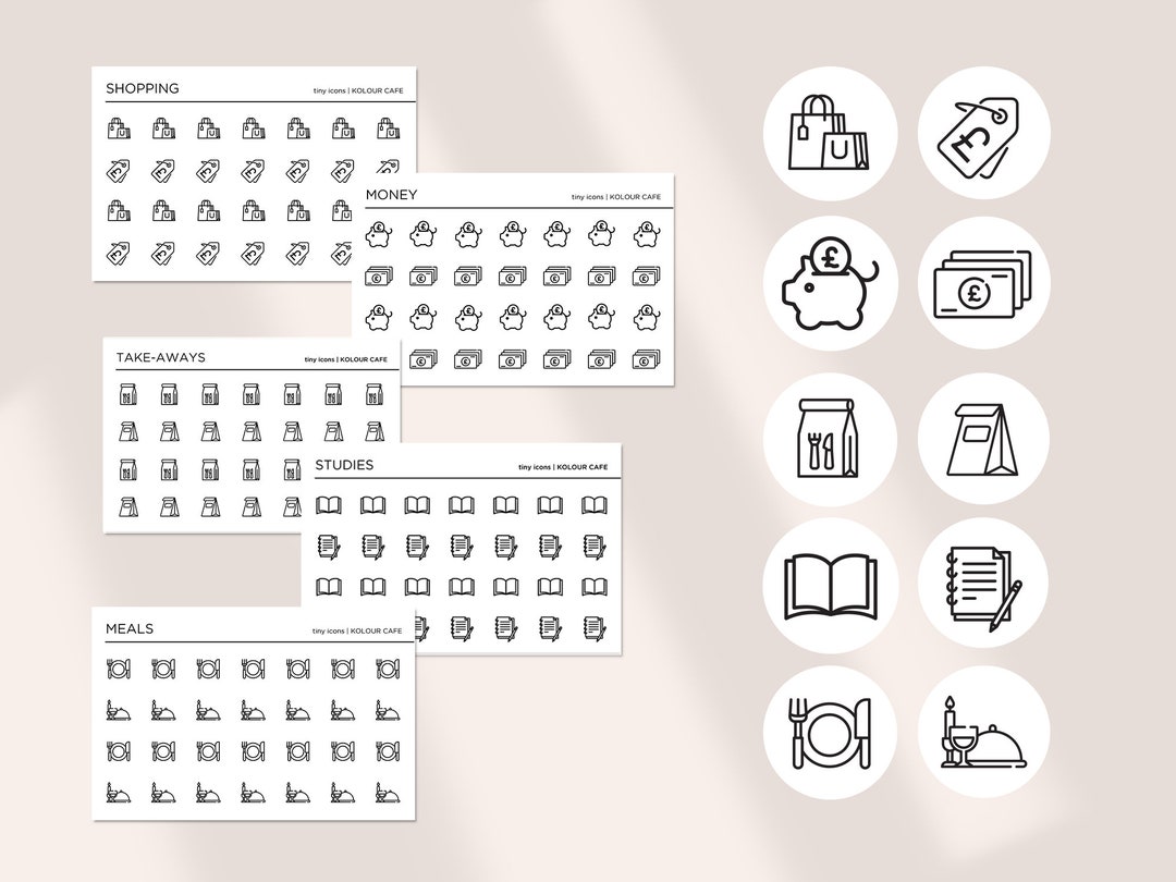 Set of Two Planner Icon Stickers Vol. 4 Clear Mini Stickers Functional ...
