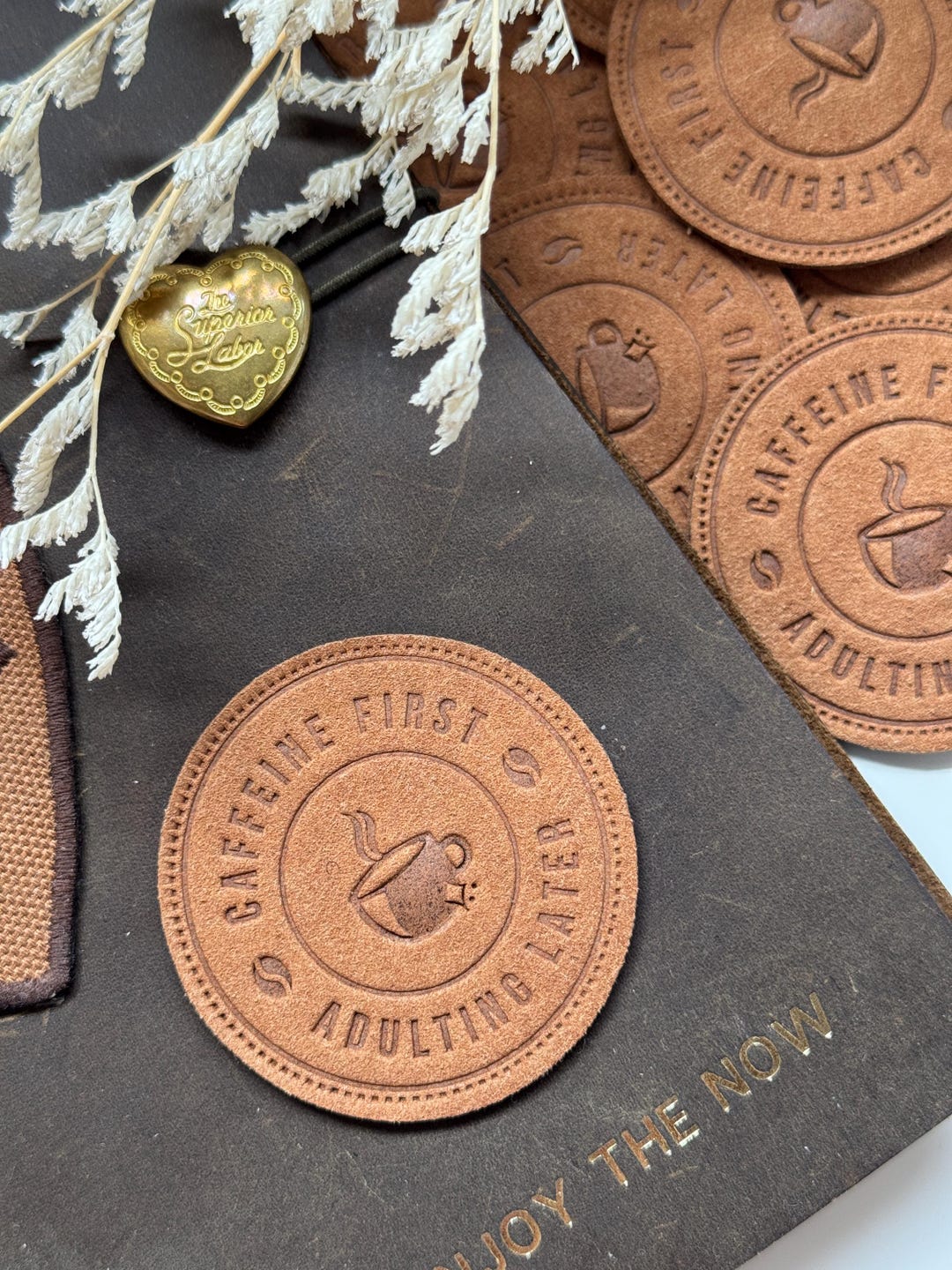 Stick on Coffee Vegan Leather Patch | Cafe Patch | Applique | Notebook ...
