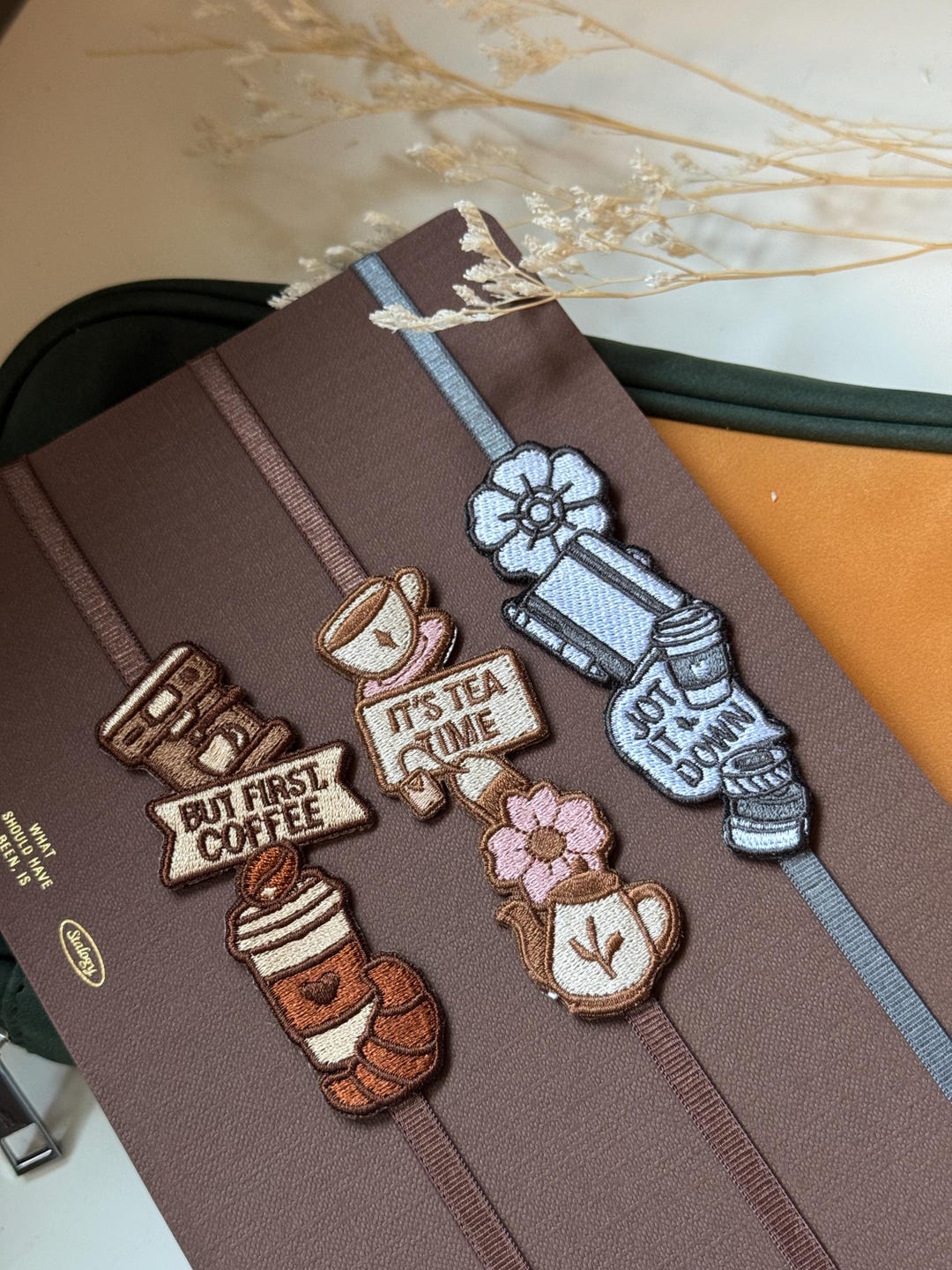 Coffee Tea Embroidered Planner Band for Planners and Journals | Elastic ...