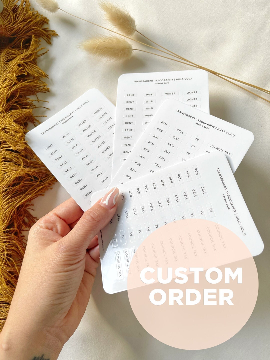 Set of 4 Custom Planner Stickers Transparent Matte Glossy Clear Text ...