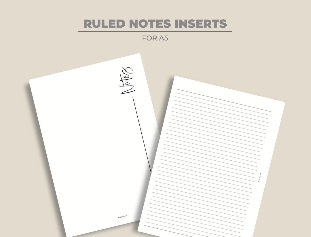 A5 Ruled Notes Inserts Printed Planner Inserts Journal Inserts ...