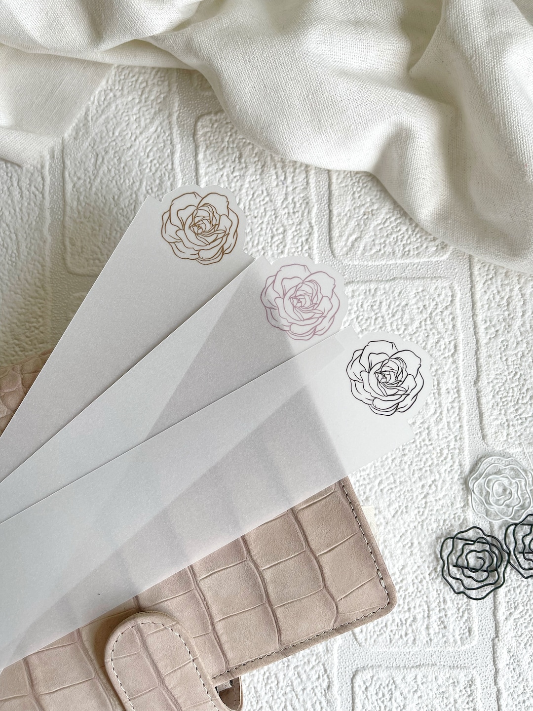 Rose Page Marker | Minimalist Premium Vellum Today Dividers | A5 A6 B6 ...