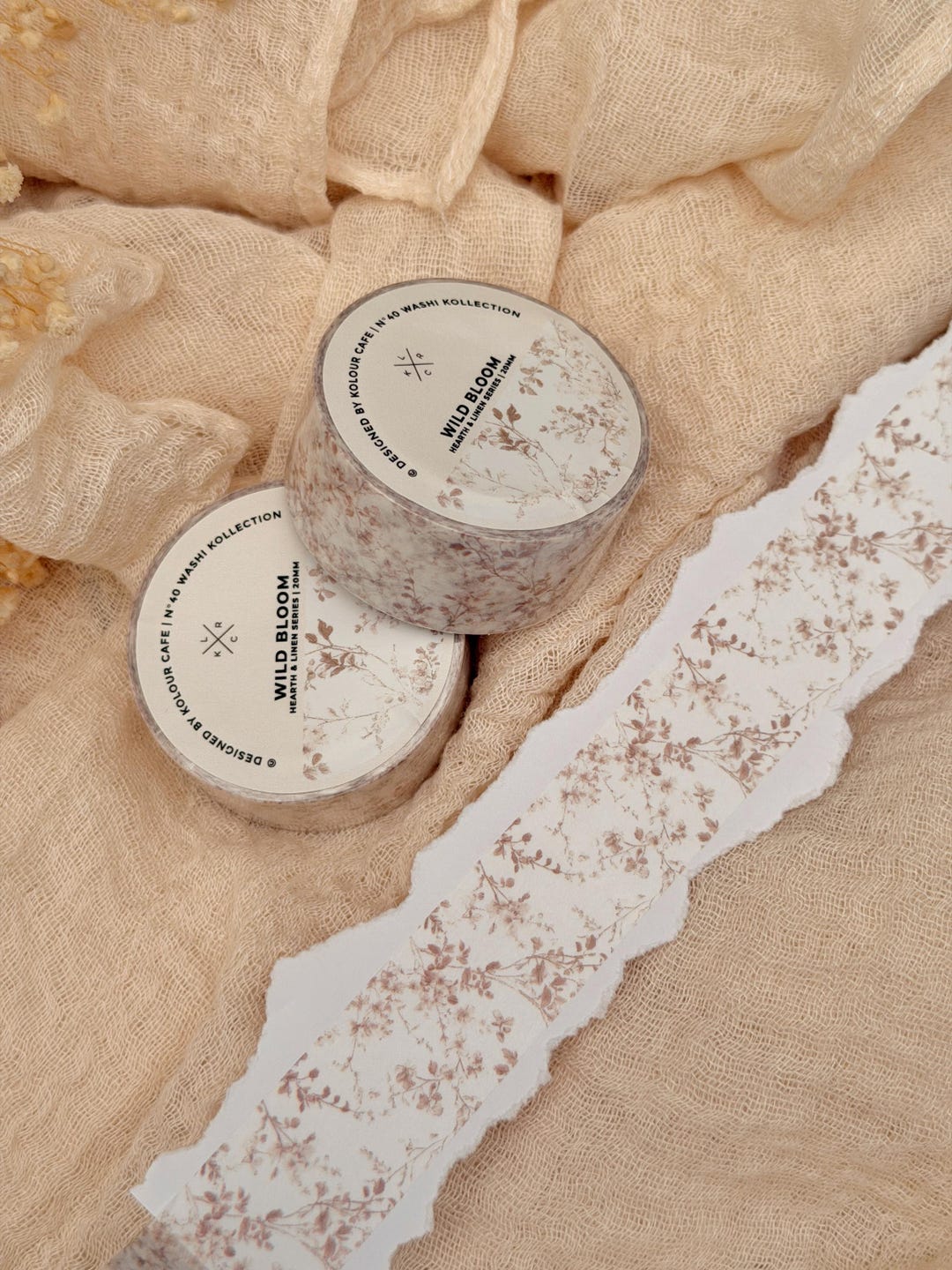 Wild Bloom Washi Tape | Hearth & Linen Series | WA-40 | Beige Neutral ...