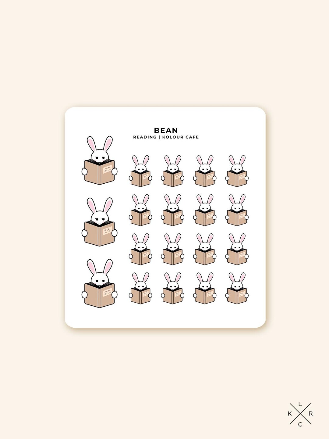 Reading a Book / Booktok B127 Cute Character Sticker | Bean Bunny ...