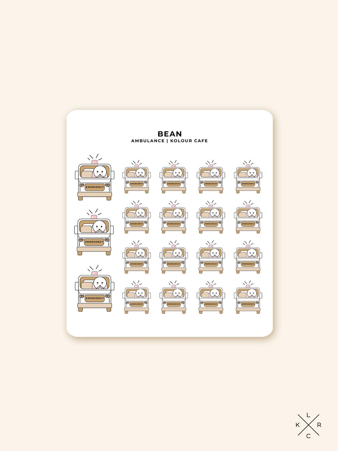 Ambulance / Emergency Cute Character Sticker B002 | Bean Bunny | Kawaii ...