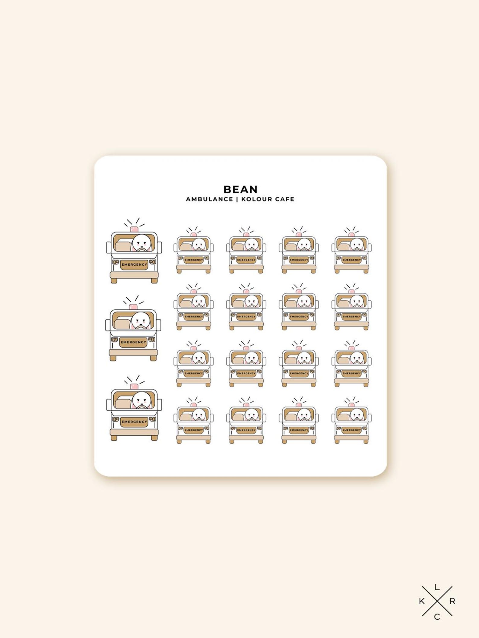 Ambulance / Emergency Cute Character Sticker B002 | Bean Bunny | Kawaii ...