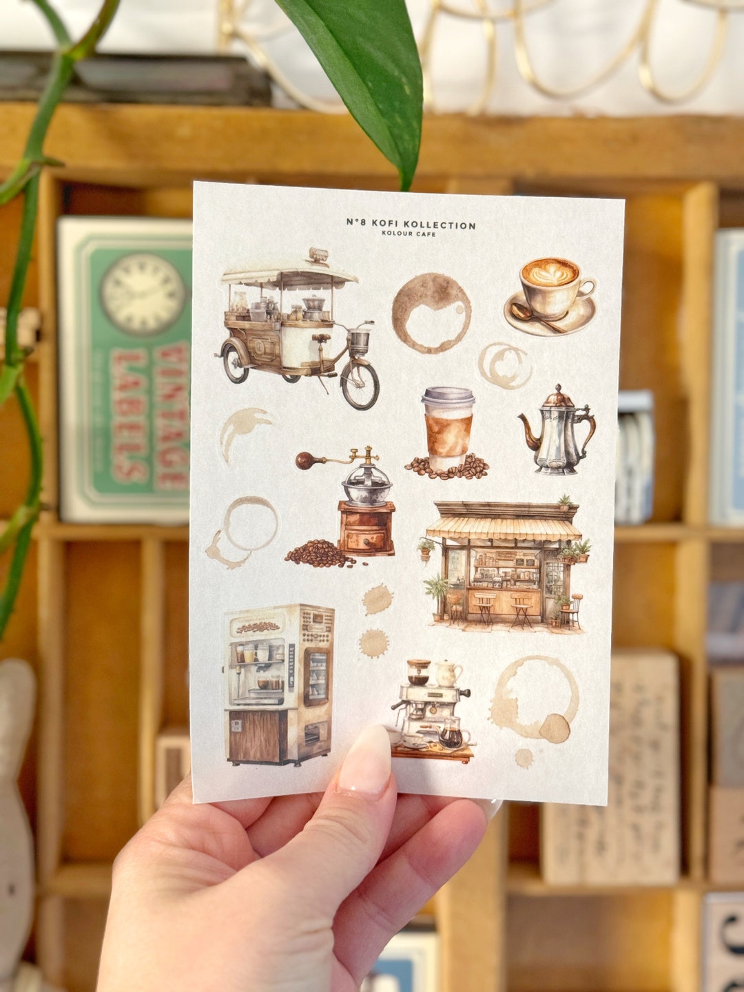 Coffee Shop Vintage Planner Stickers | Kofi 08 | Washi Sticker Style ...