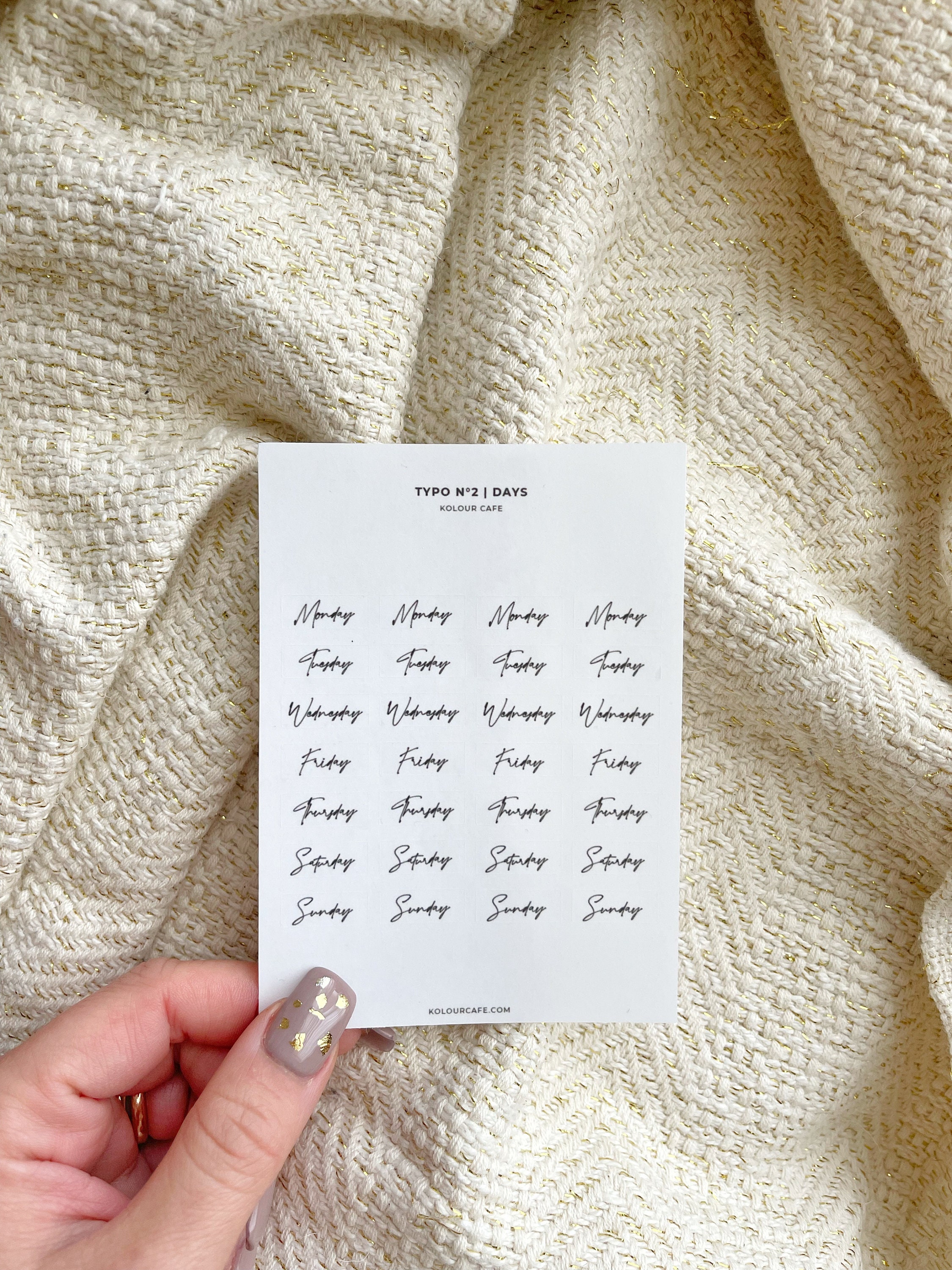 Days of the Week Stickers Planner Stickers Date Calendar - Etsy UK