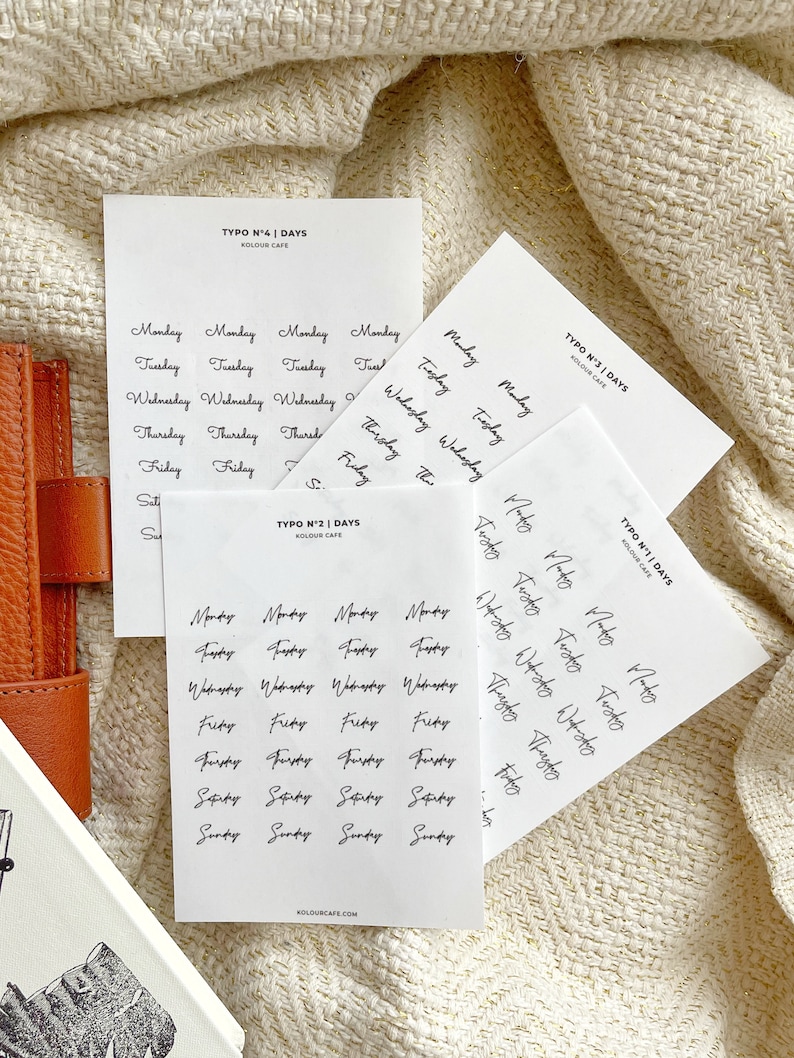 Days of the Week Stickers Planner Stickers Date Calendar - Etsy