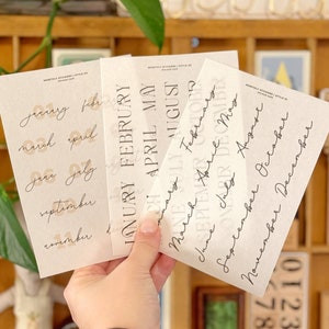 Monthly Text Planner Stickers | Large Script | Washi Sticker Style ...