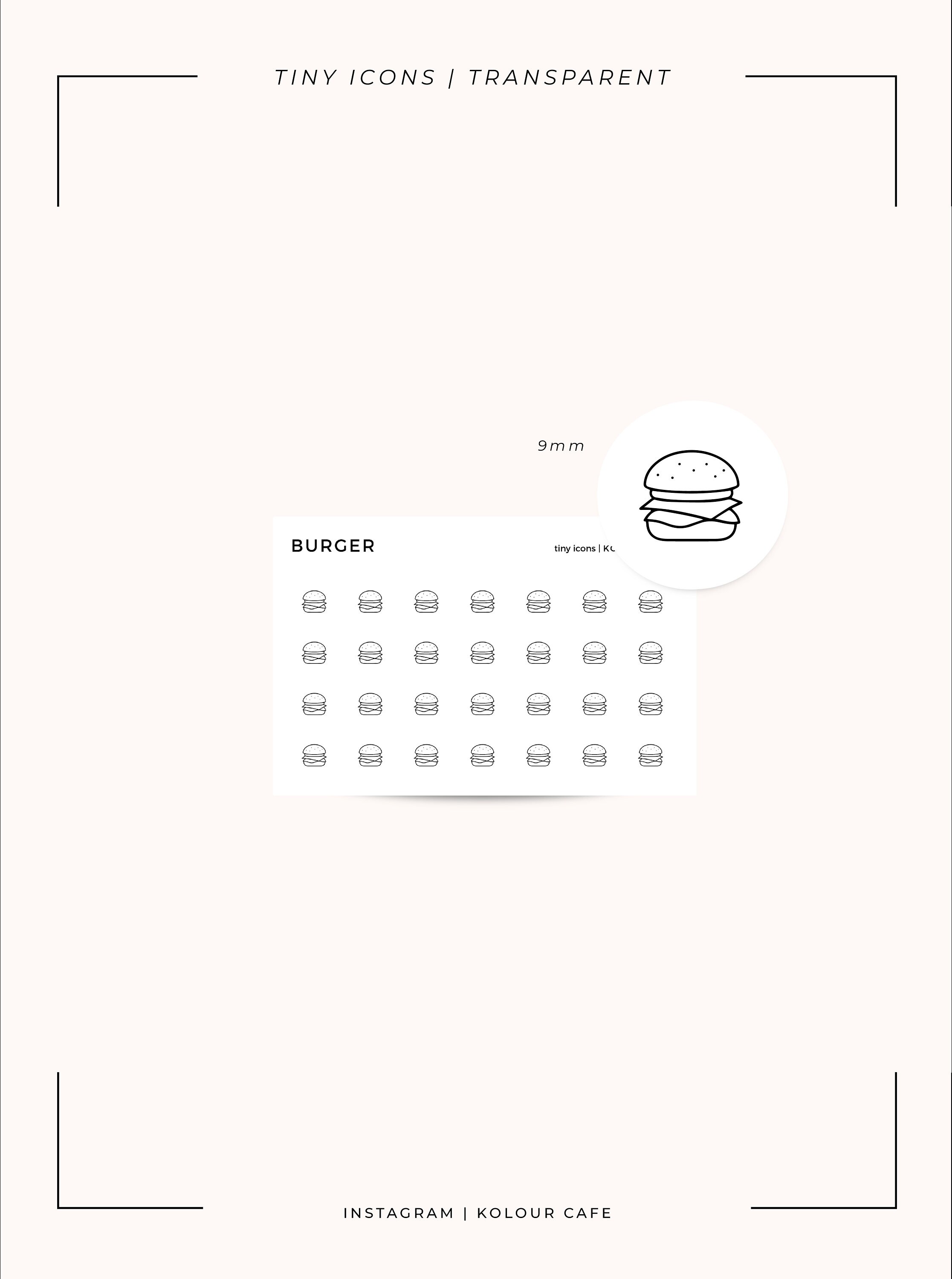Mini Icon Stickers Burgers Fries Minimalist Planner | Etsy