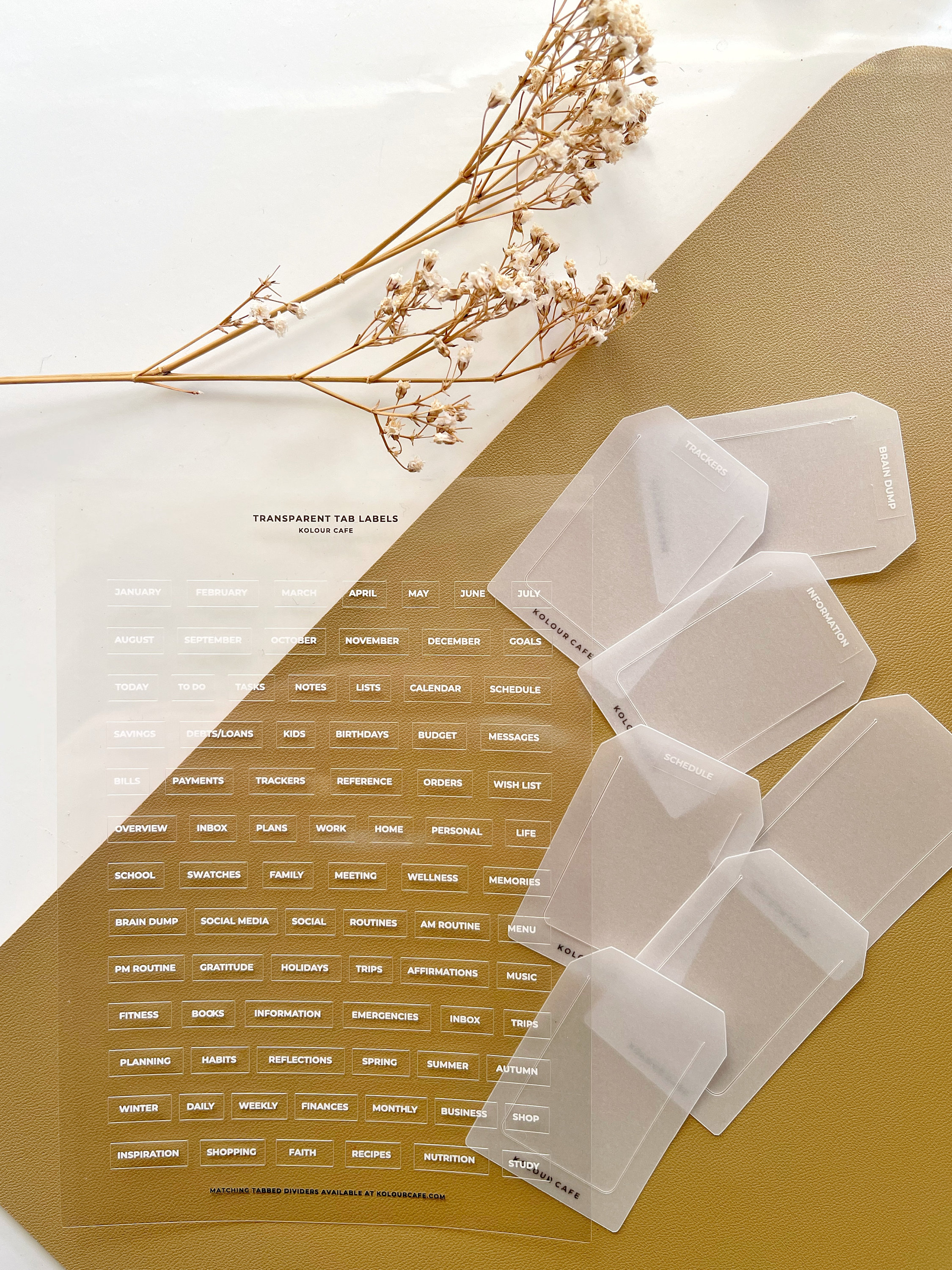 Planner Page Markers White Font Tabs Floating Tabs - Etsy UK