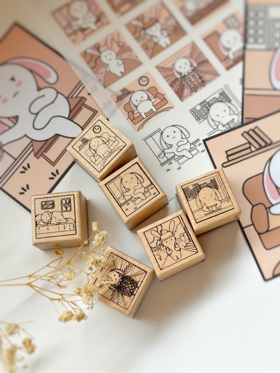 Bean Rubber Stamps | Character Vinyl Sticker | Waterproof Transparent ...