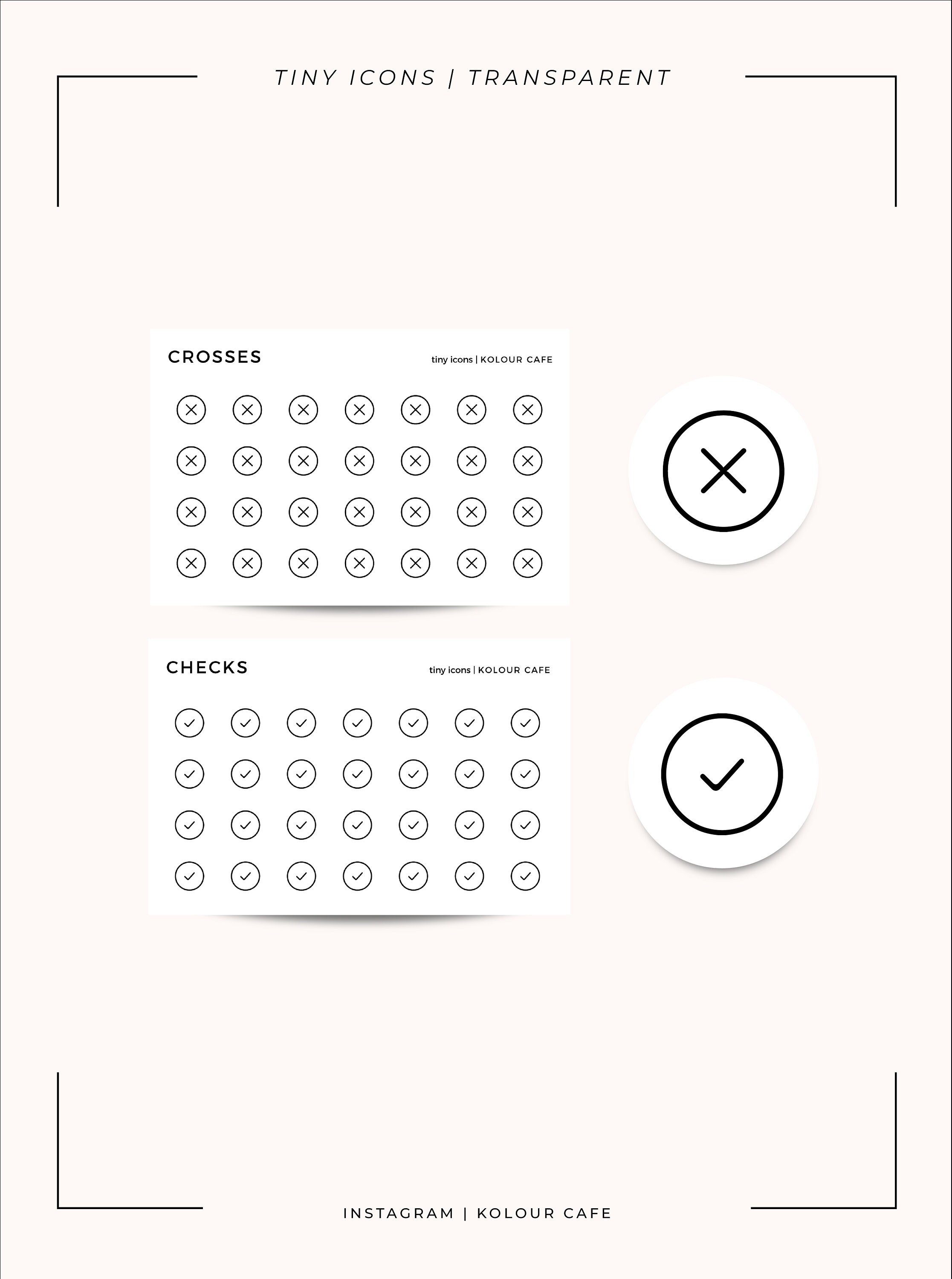 Mini Icon Stickers Check Marks Crosses Minimalist - Etsy