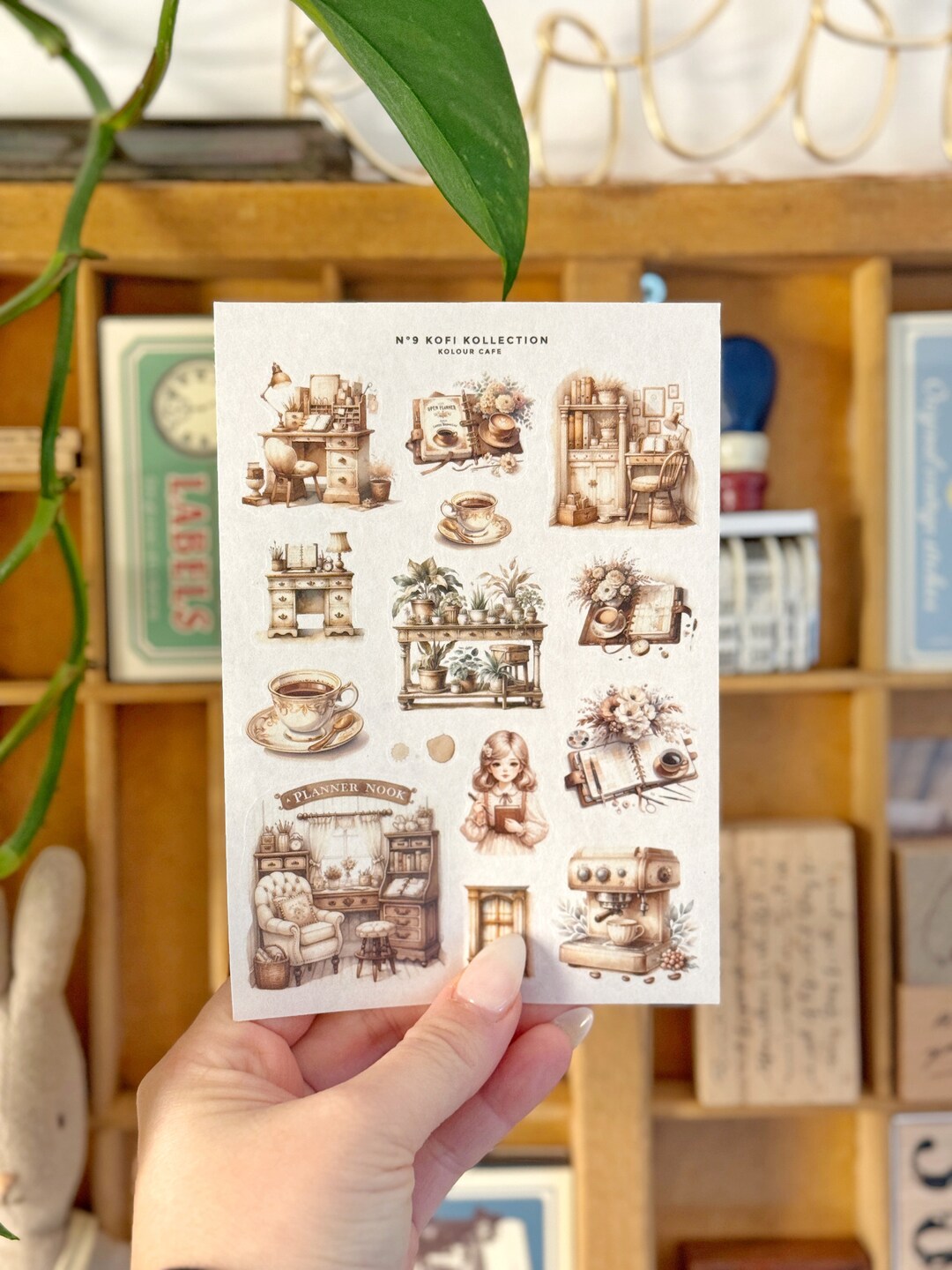 Coffee and Books Planner Stickers | Kofi 09 | Washi Sticker Style ...