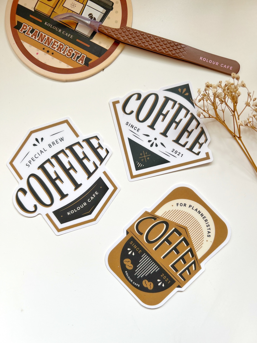 Coffee Vinyl Stickers | Waterproof Transparent Matte Die Cut Sticker ...