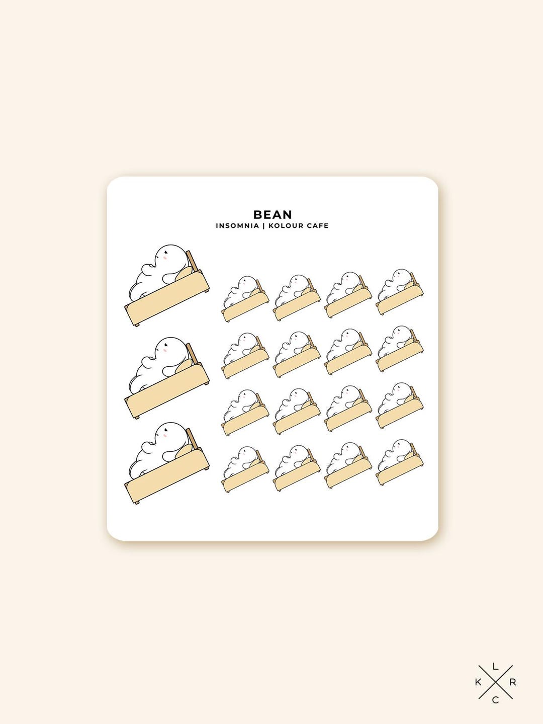 Insomnia / Can't Sleep Cute Character Sticker B023 | Bean Bunny ...
