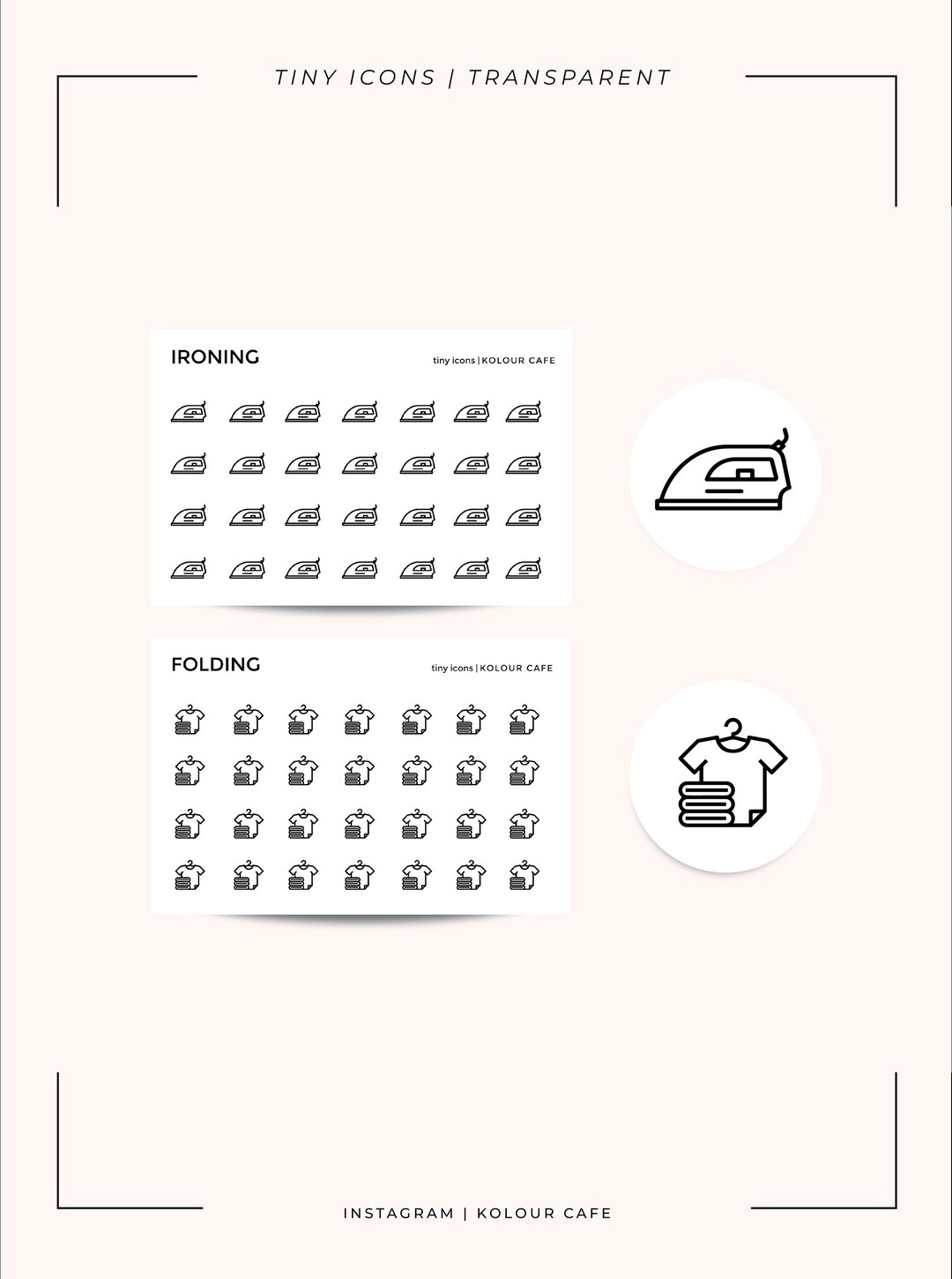 Mini Icon Stickers Ironing Laundry Minimalist Planner Icons Matte A5 ...