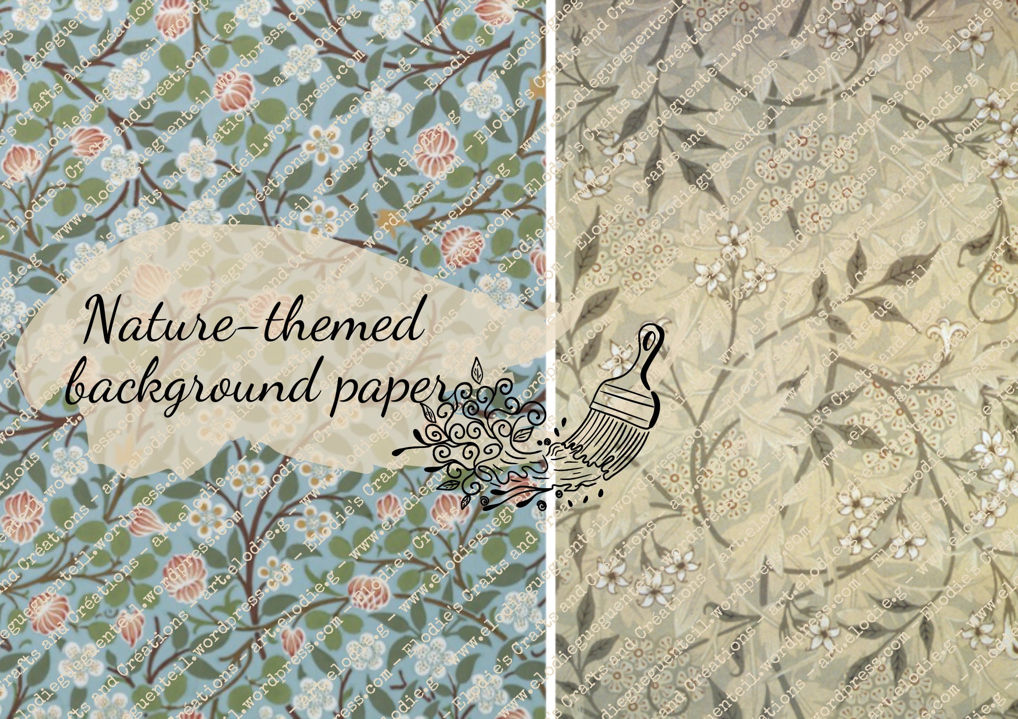 10 Pages of Nature-themed Background Images Printable / Digital ...