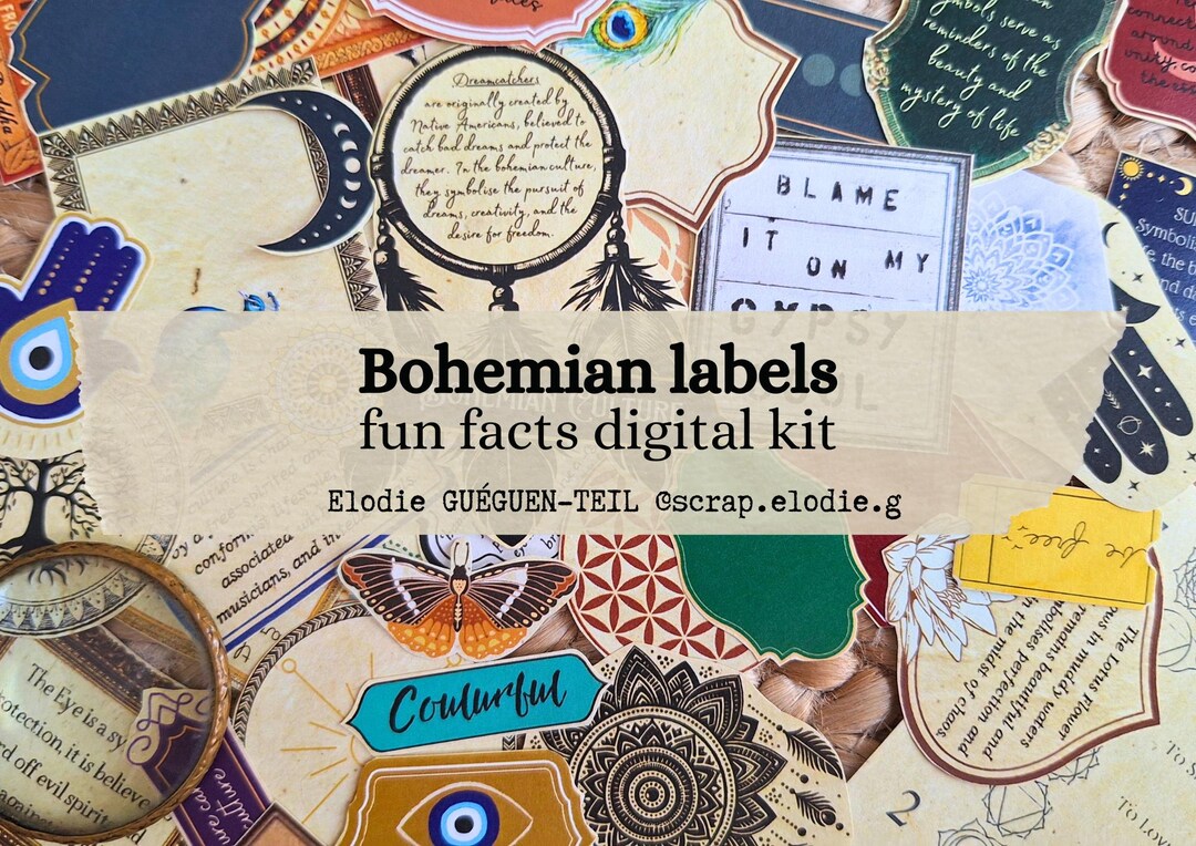 68 BOHEMIAN Fun Facts Labels and Decorations - Vintage Printable ...
