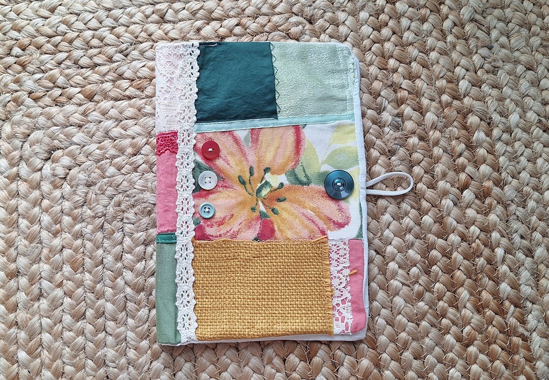 Pastel Textile Patchwork Book Cover / Notebook Cover From Repurposed ...