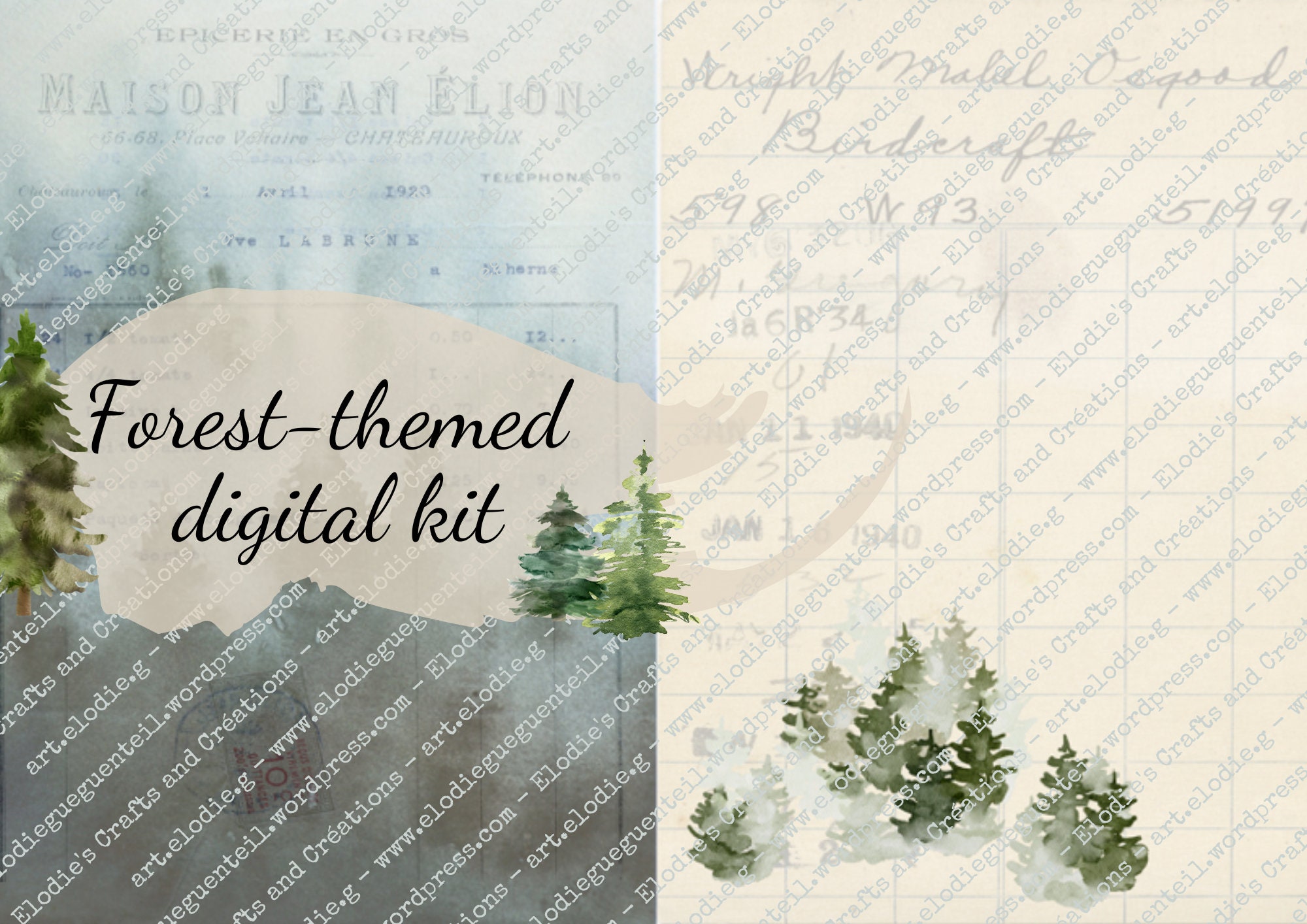 FOREST THEMED DIGIKIT Printable / Digital Download, Background Images ...
