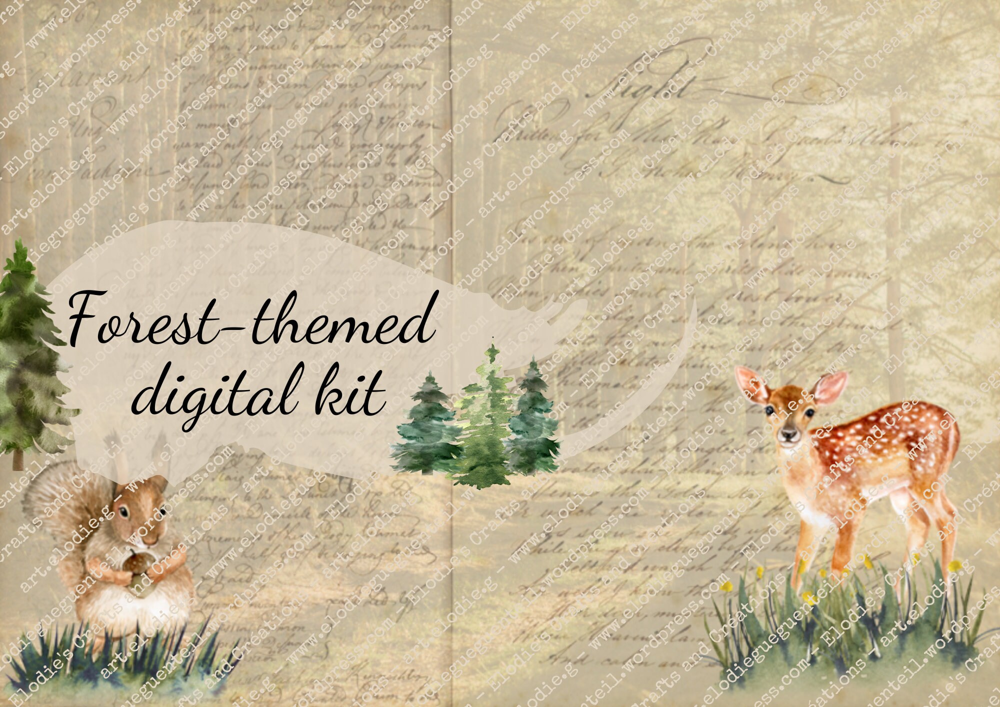 FOREST THEMED DIGIKIT Printable / Digital Download, Background Images ...