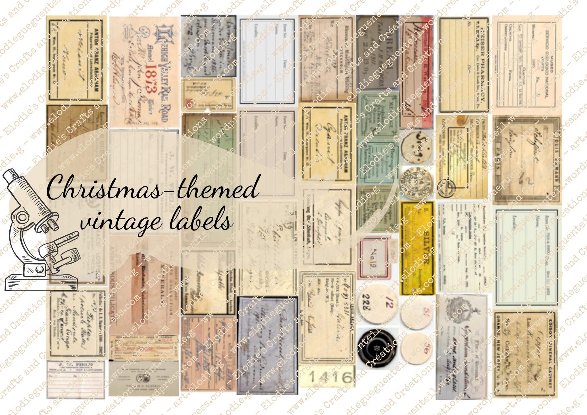 Vintage Science Labels 2 Pages of Fussy Cut Labels Printable / Digital ...