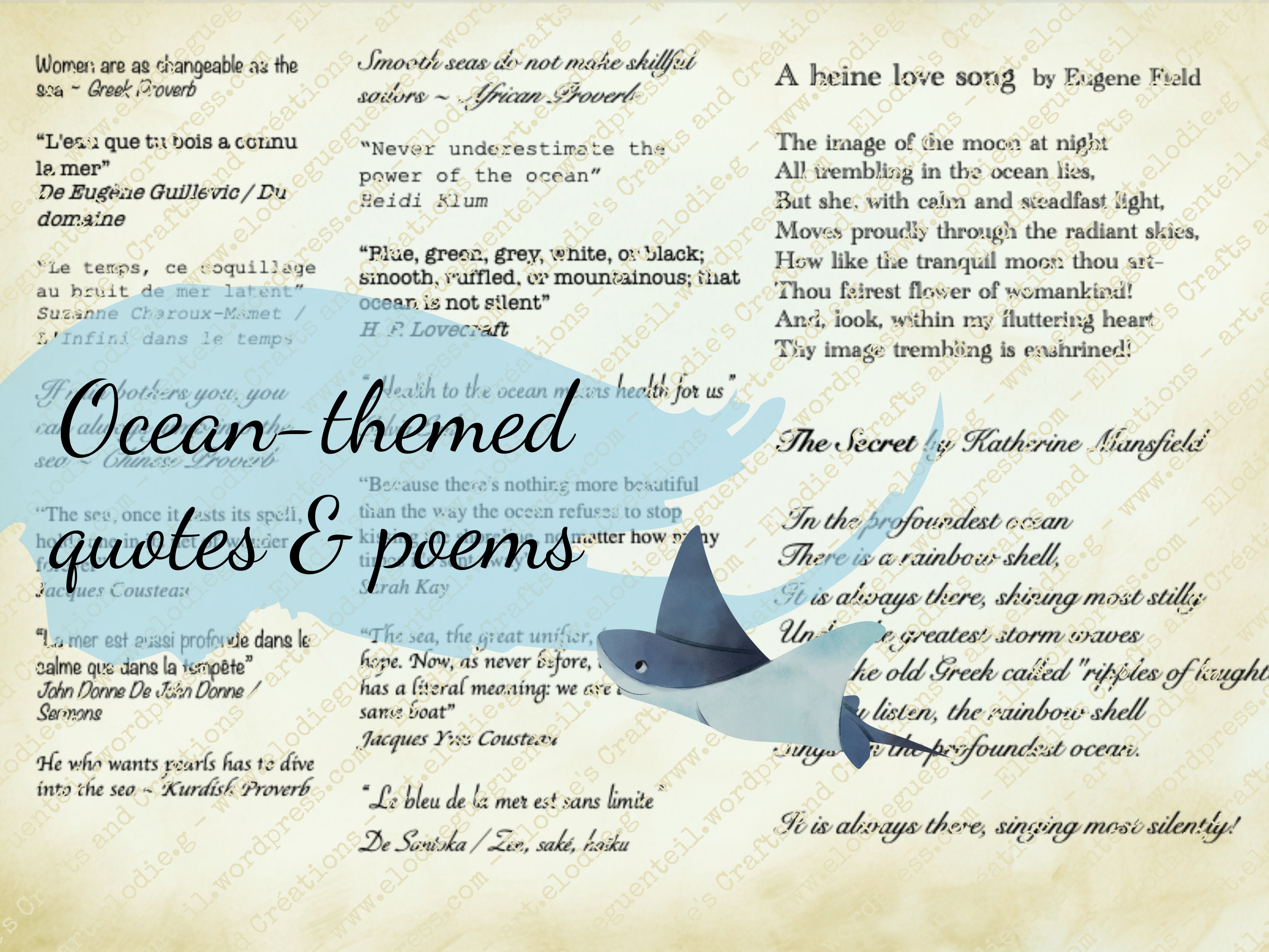 OCEAN Themed Quotes, Poems, Pages - Printable - Digital Download ...