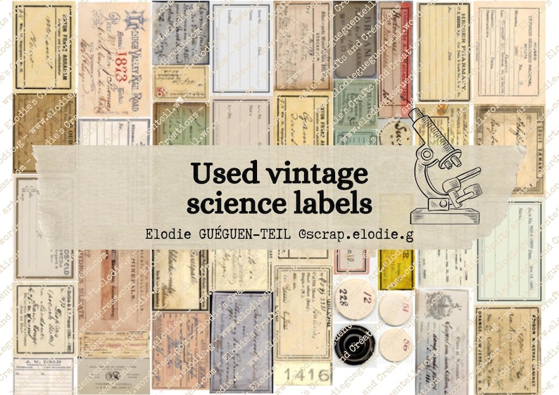 Vintage Science Labels 2 Pages of Fussy Cut Labels - Printable ...