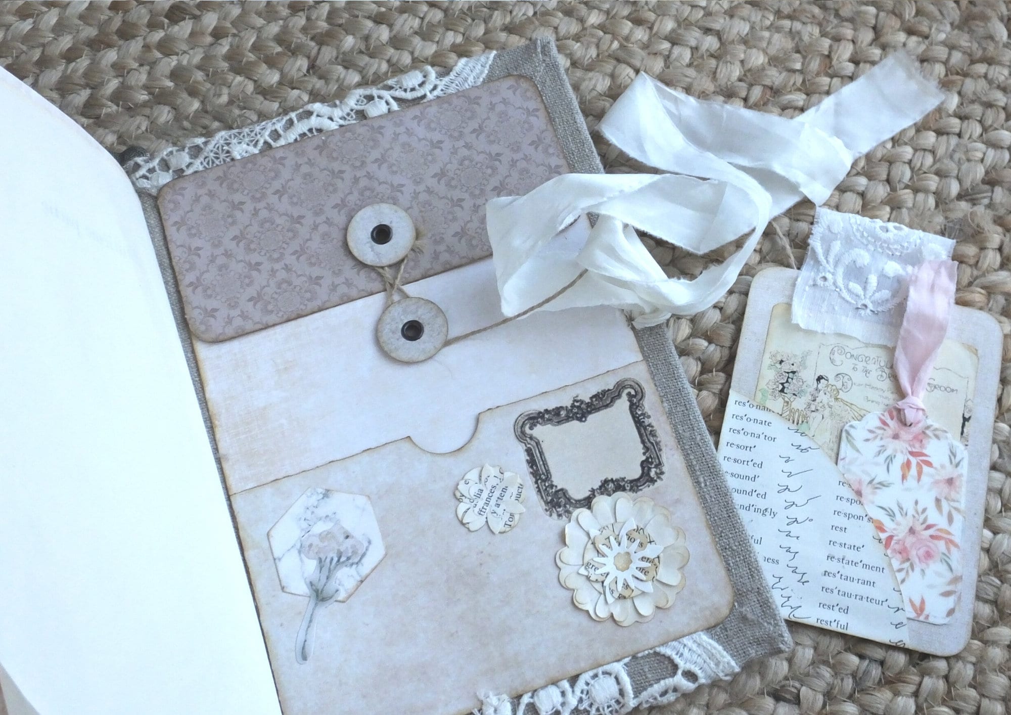 Vintage Wedding Junk Journal Handmade Notebook, Art Book, Scrapbook ...