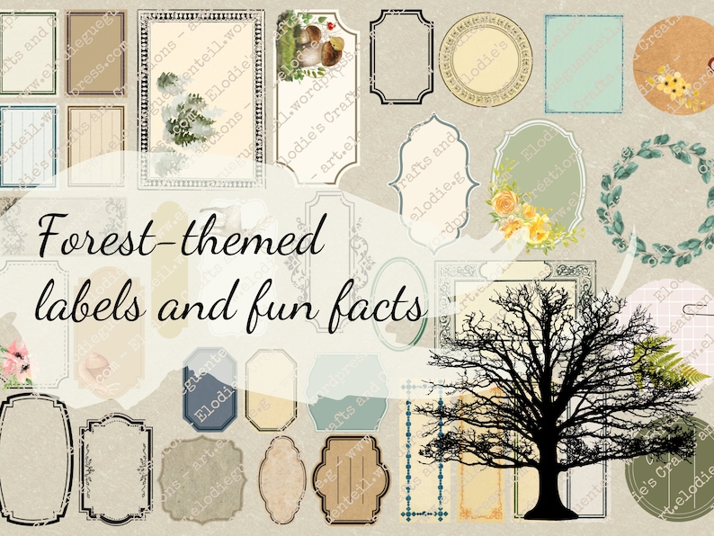 Forest Junk Journal Labels – Woodlands Scrapbook Kit (PDF) - Etsy