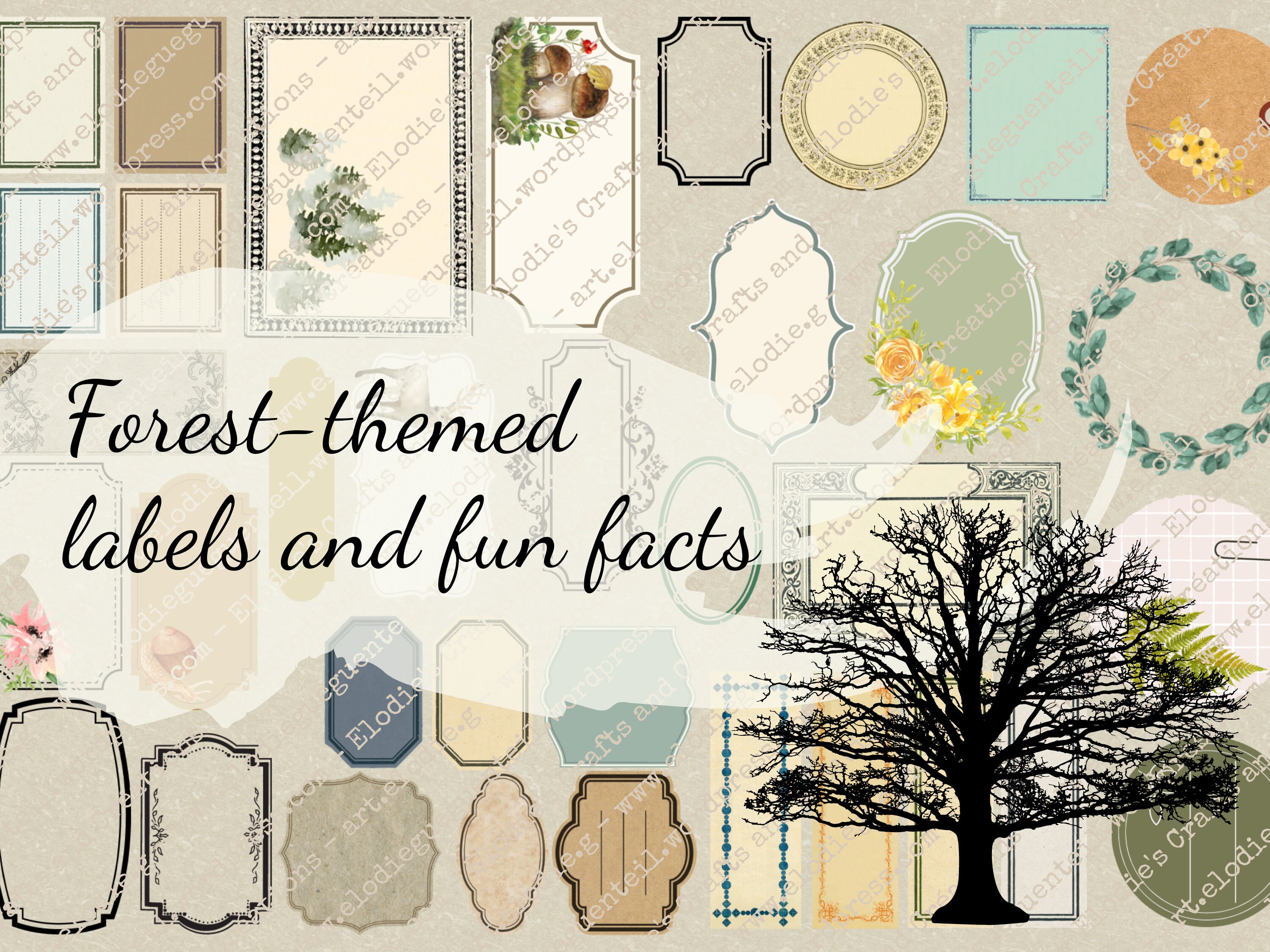 Forest Themed Labels for Junk Journaling, Scrapbooking, Bullet Journals ...