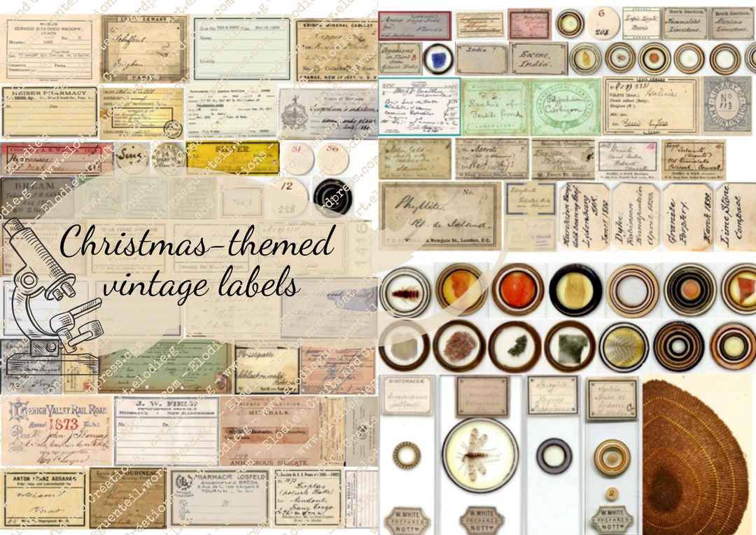 Vintage Science Labels 2 Pages of Fussy Cut Labels Printable / Digital ...