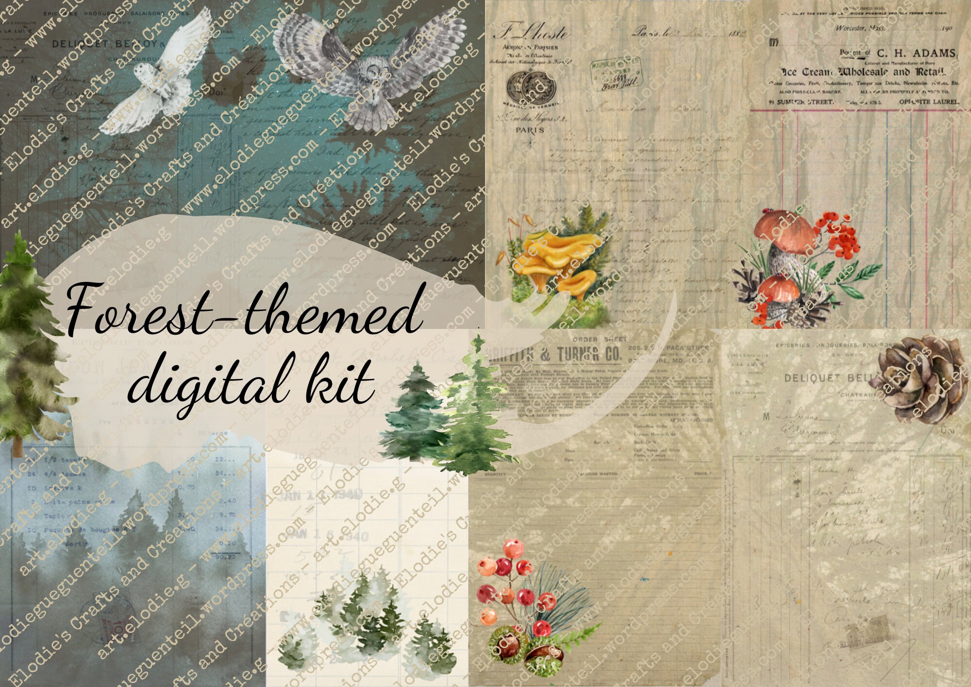 FOREST THEMED DIGIKIT Printable / Digital Download, Background Images ...