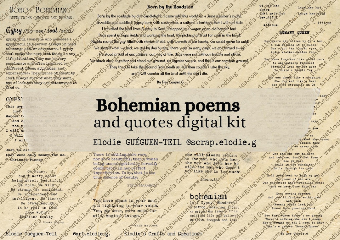 Bohemian Poems and Quotes, Vintage Ephemera (digital Download) - Etsy