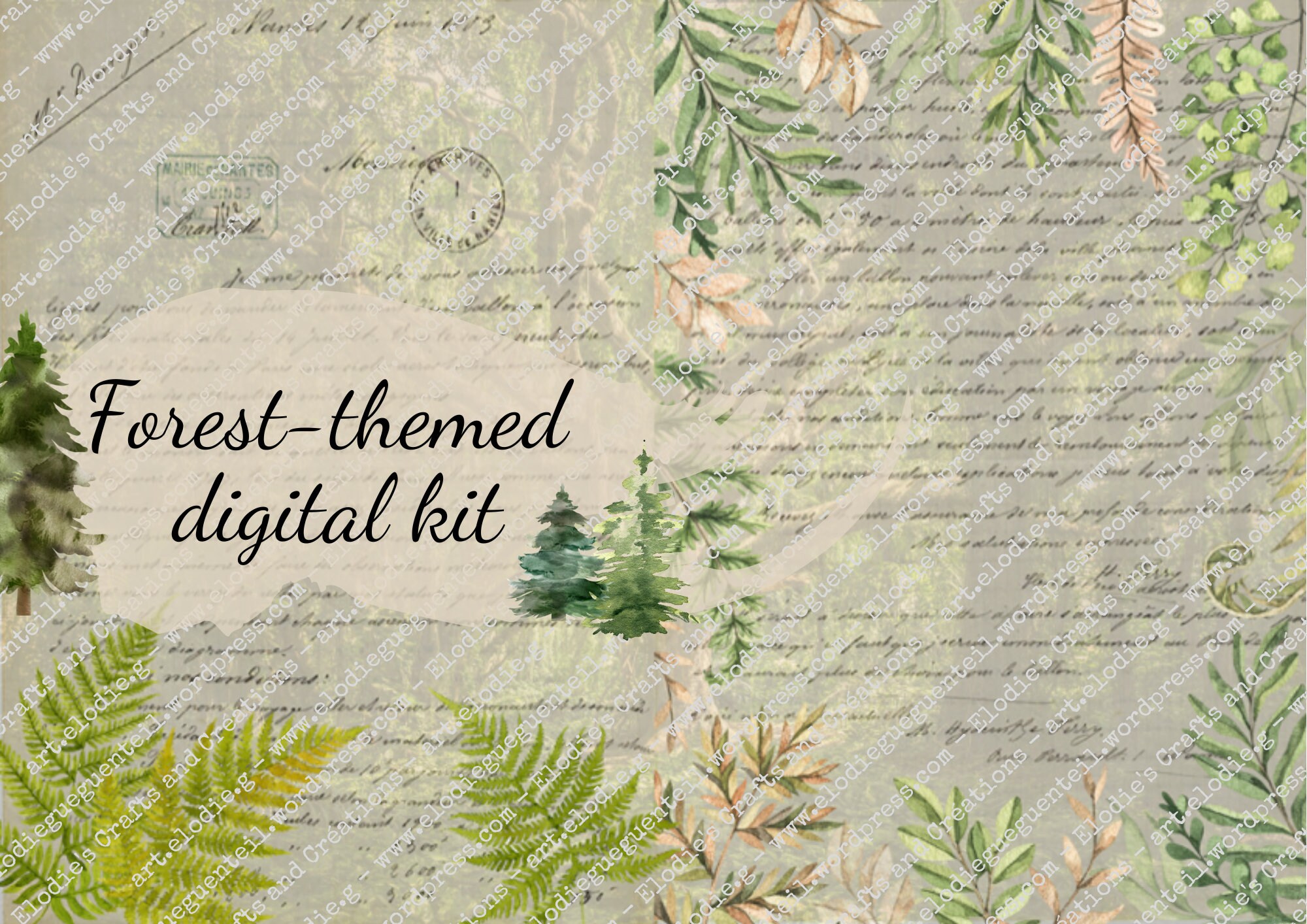 FOREST THEMED DIGIKIT Printable / Digital Download, Background Images ...