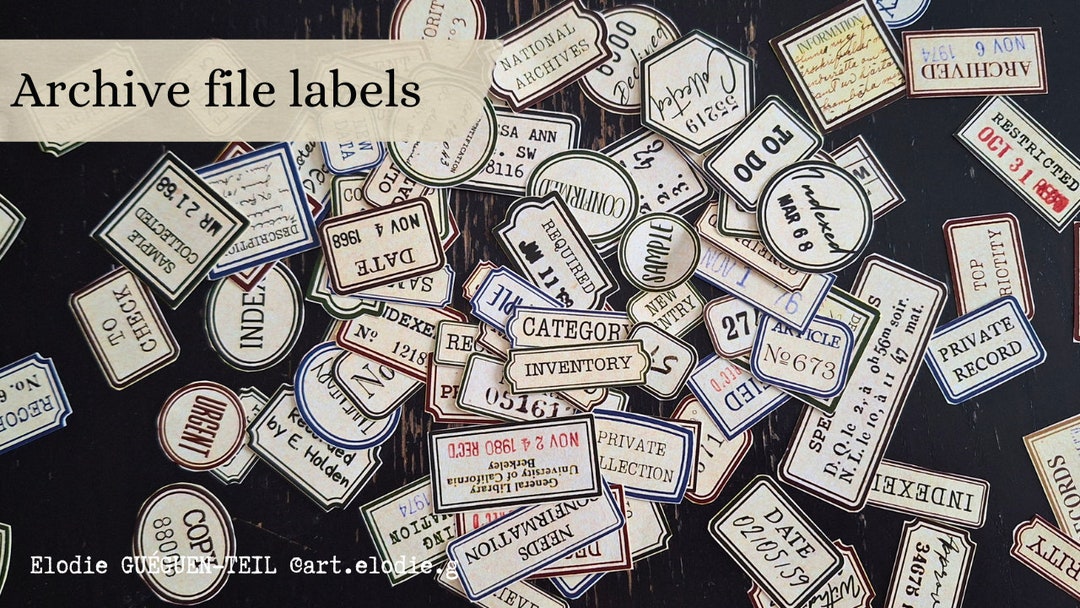 99 Archive File Labels Printable / Digital Download, Fussy Cut, Journal ...