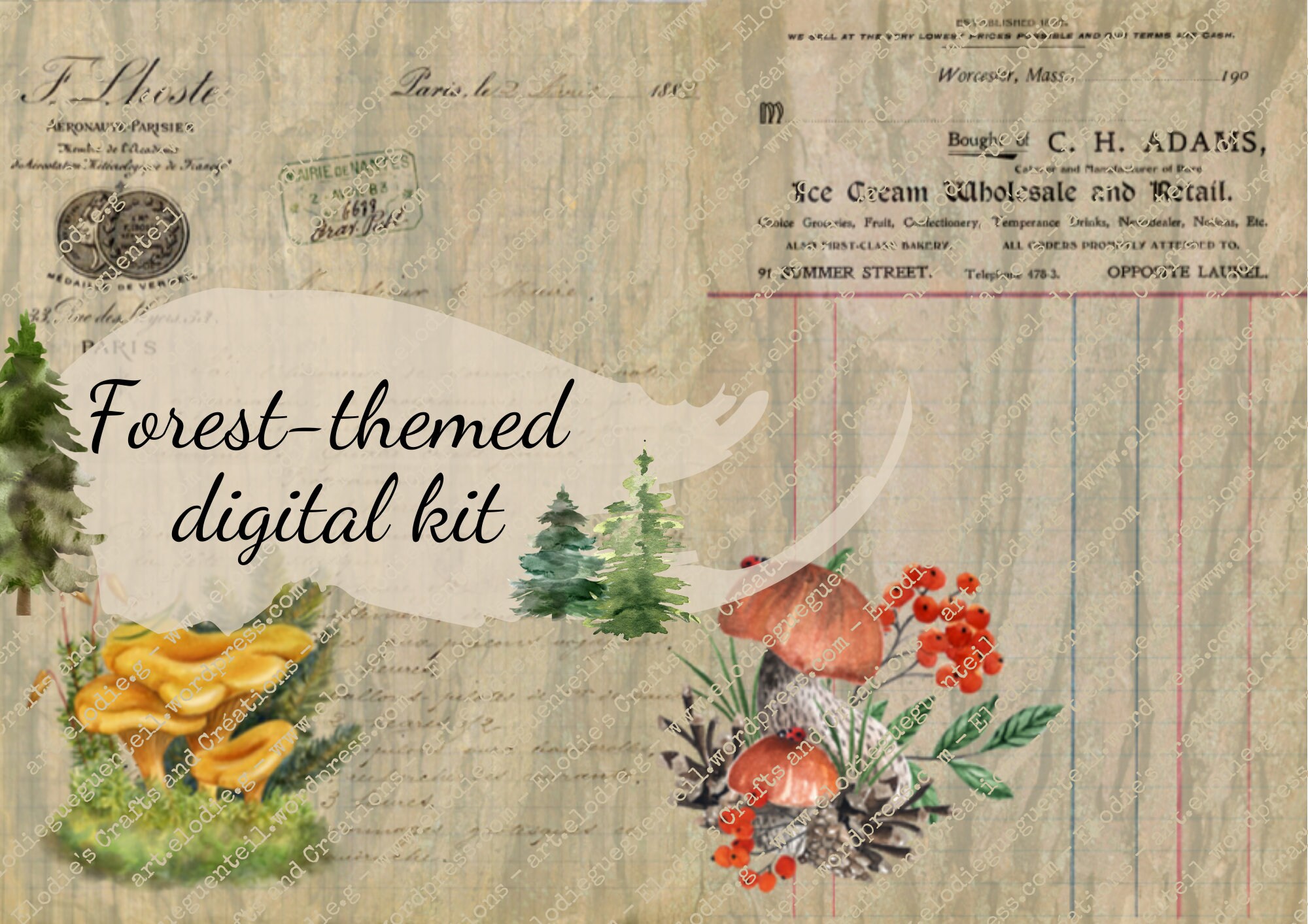 FOREST THEMED DIGIKIT Printable / Digital Download, Background Images ...