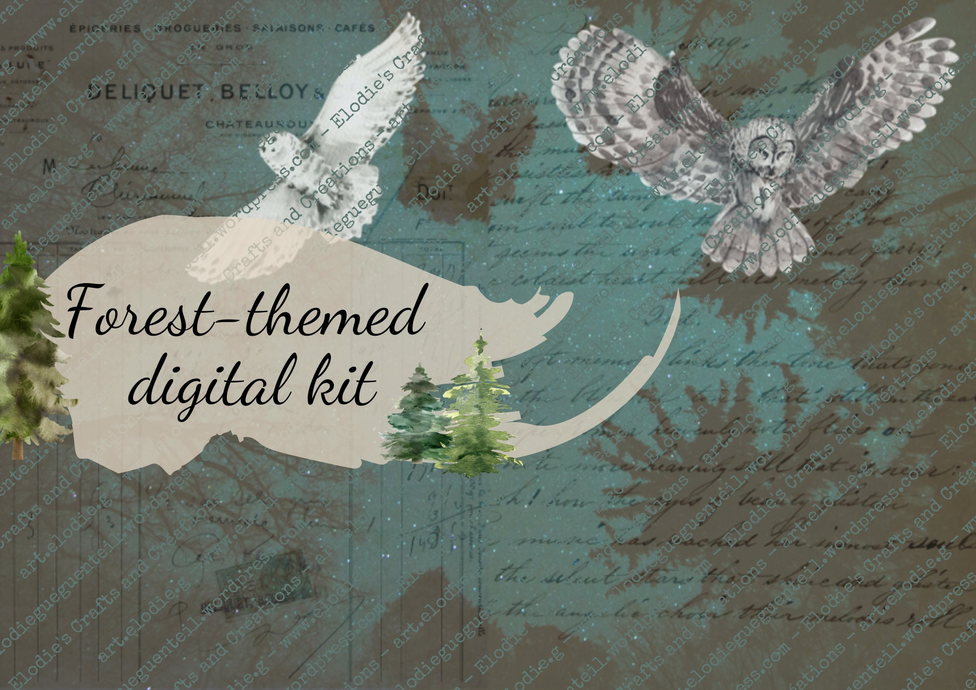 FOREST THEMED DIGIKIT Printable / Digital Download, Background Images ...