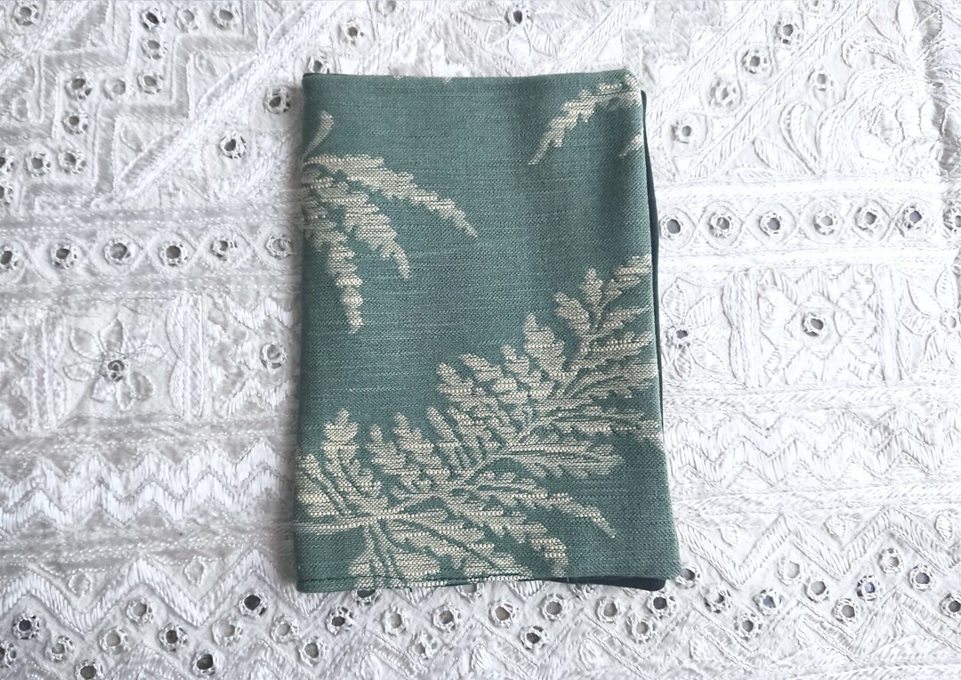 Fern Textile Patchwork Book Cover From Repurposed Materials Such as ...