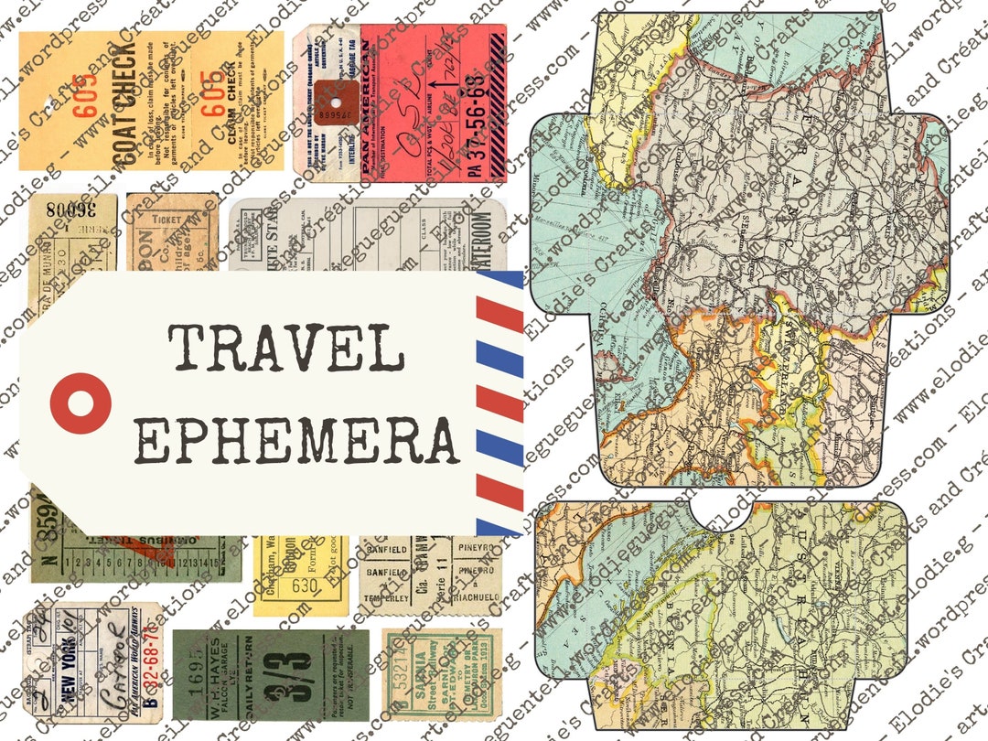 Travel Themed Ephemera - Printable / Digital Download, Journal Supplies ...