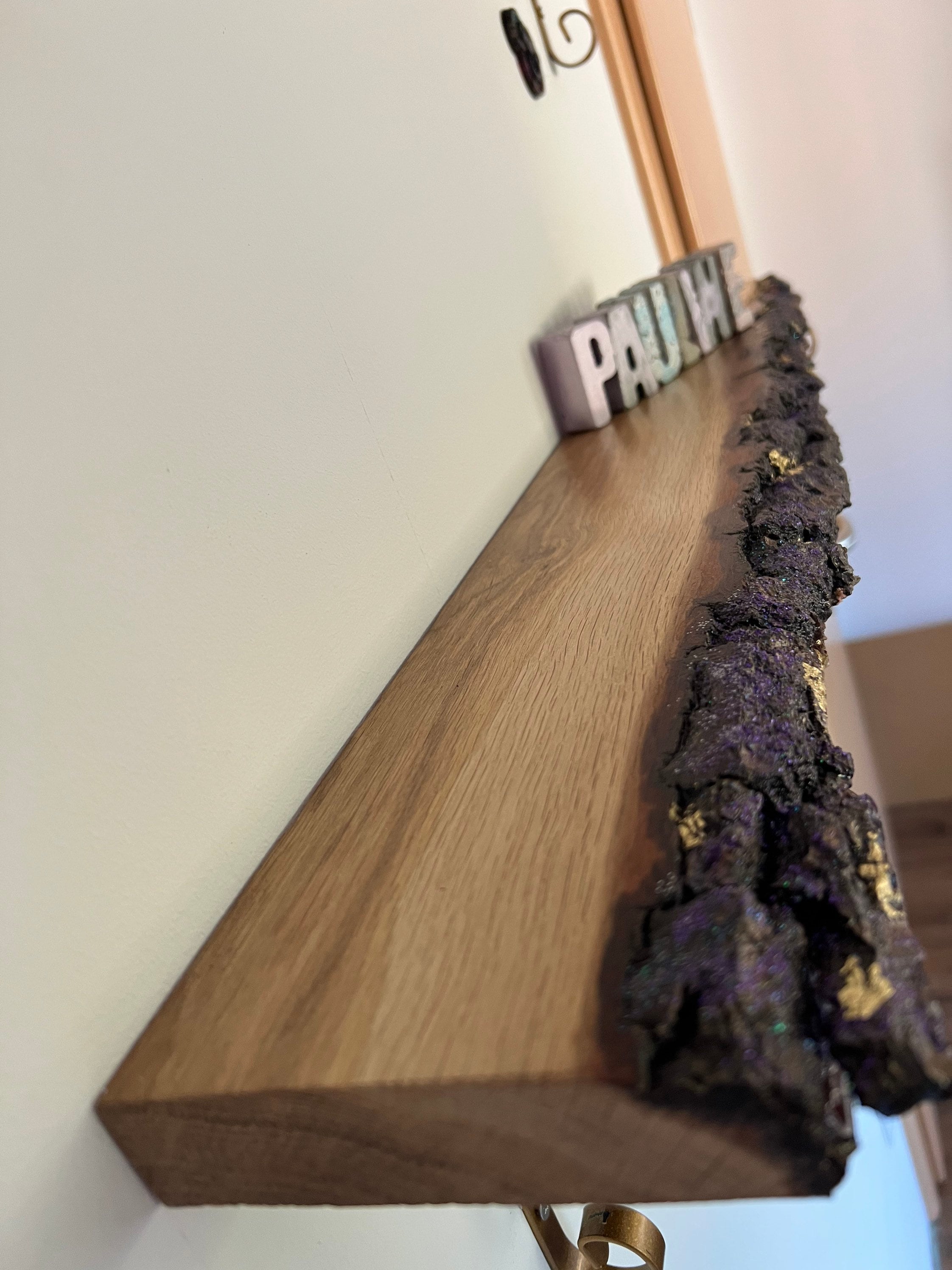 Shelf Board With Epoxy Resin / Wall Shelf / Tree Bark With Epoxy Resin ...