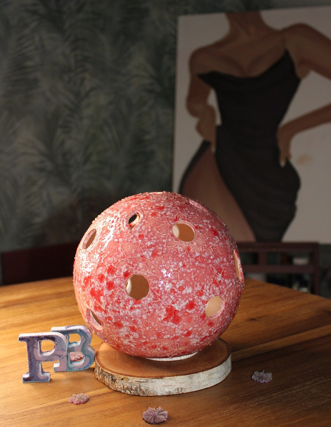 Ceramic Lantern Ball in Pink / Pottery Ball Handmade / Handmade ...