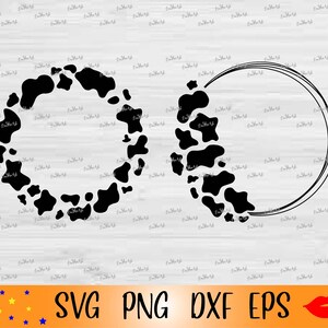 Cow Circle Monogram Bundle SVG-COW Frame Circle Png-cow Print Element ...