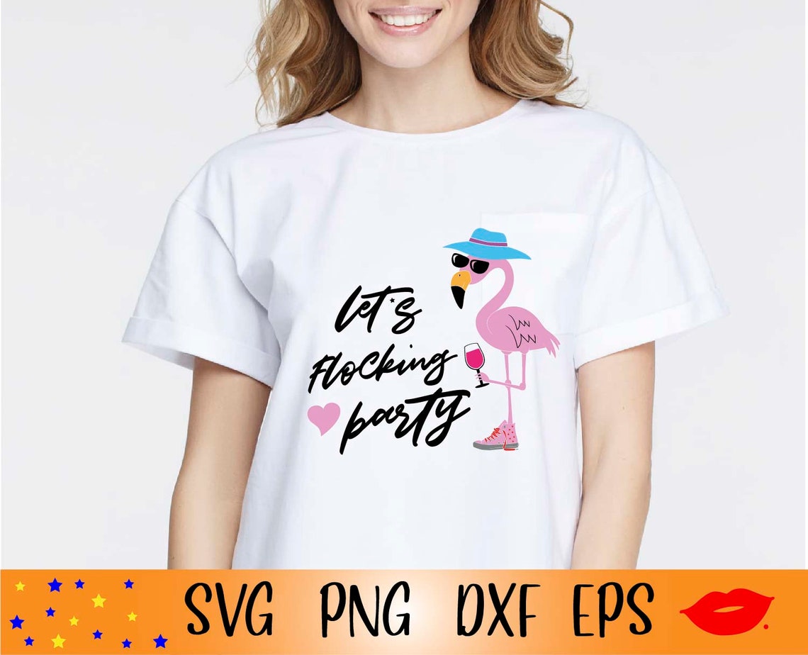 Let's Flocking Party Svg-flamingo Drink Wine Png-summer - Etsy